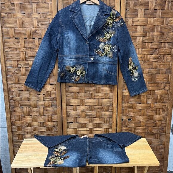JS&LH | Other | Vintagenew Old Stock Matching Js Floral Embroidered ...